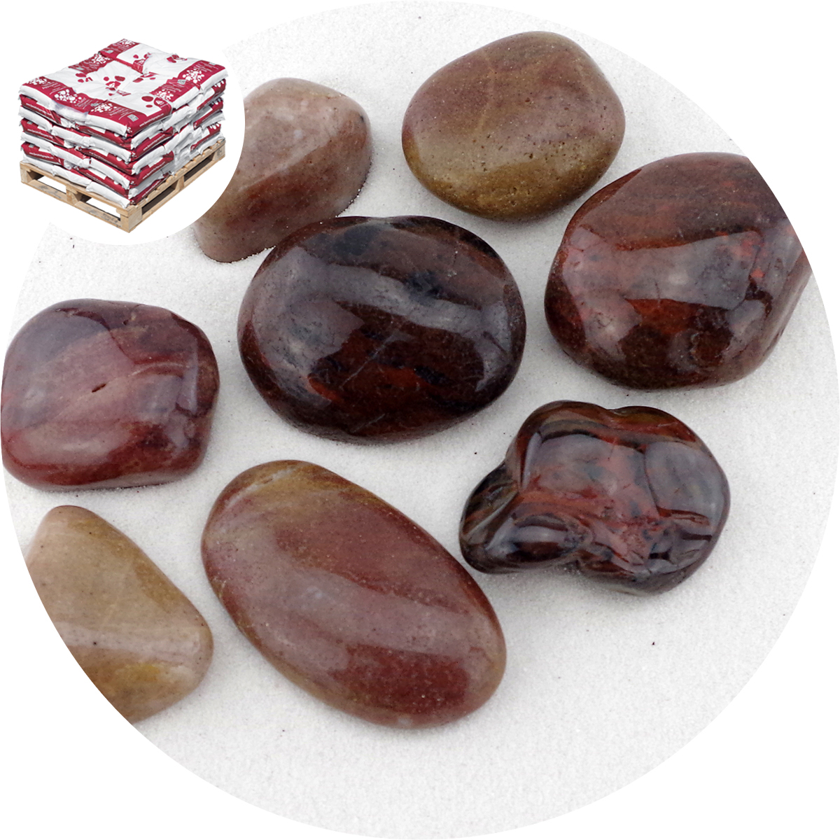 Buy Chinese Pebbles - Polished Red Granite | Specialist Aggregates Ltd