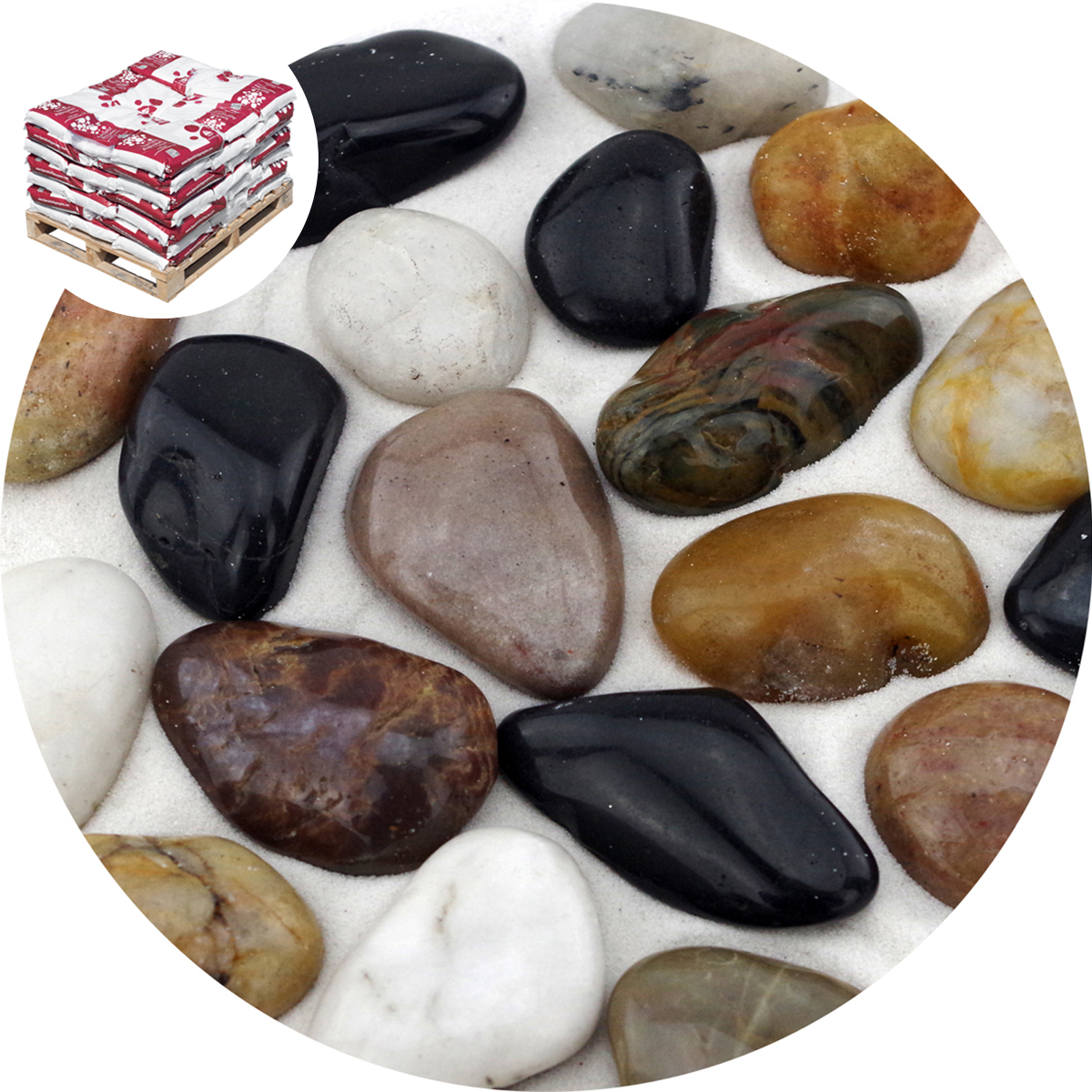 Buy Chinese Pebbles - Polished Mixed Colour | Specialist Aggregates Ltd