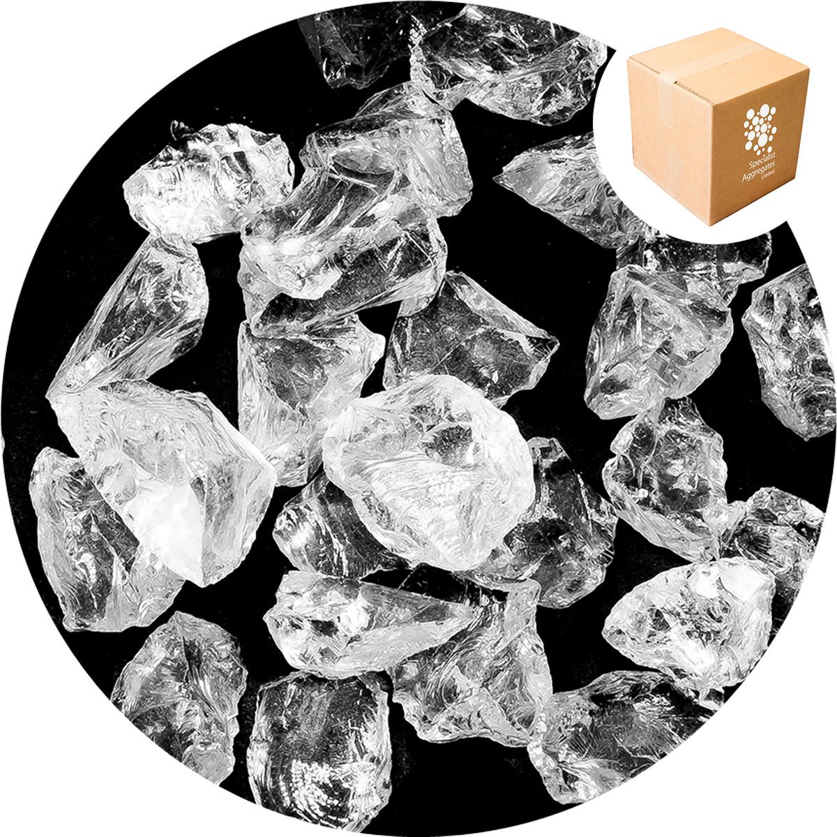 Buy Enviro-Glass Large Gravel - Clear Crystal | Specialist Aggregates Ltd