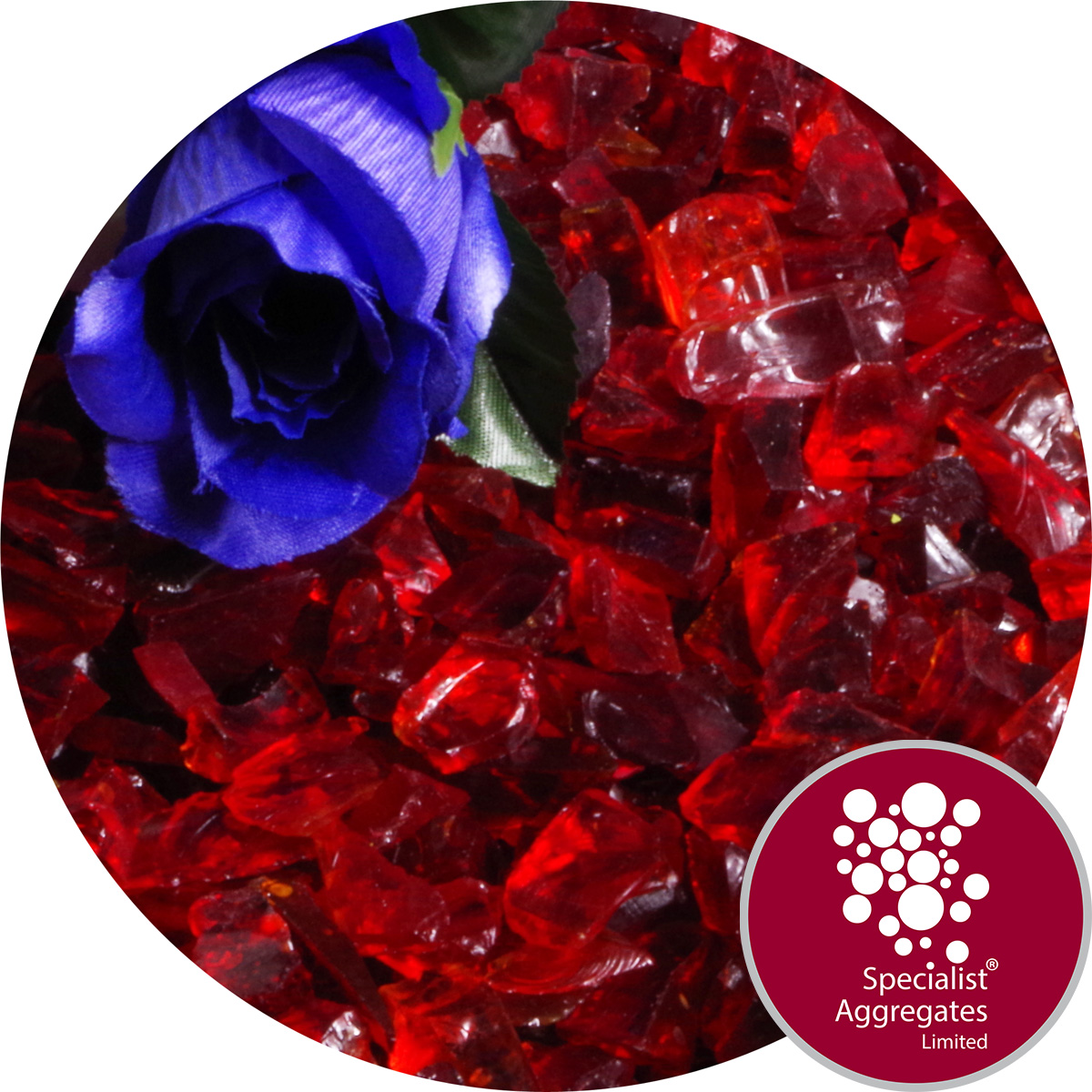 Buy Enviro-Glass Gravel - Sunset Red Crystal | Specialist Aggregates Ltd