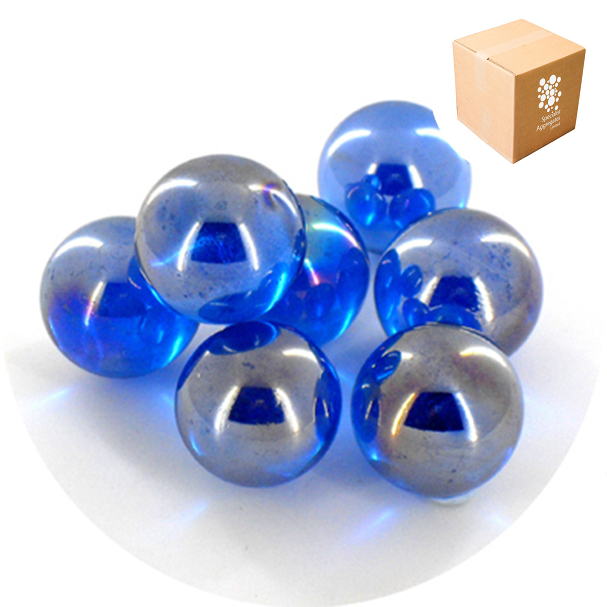 Buy Glass Marbles - Lustered Blue - Medium | Specialist Aggregates Ltd