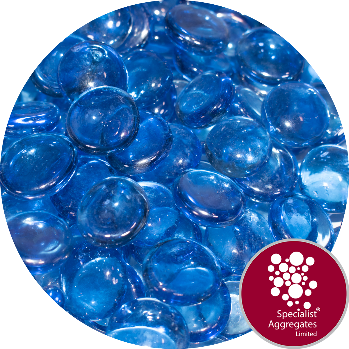 Buy Glass Nuggets - Lustered Light Blue | Specialist Aggregates Ltd