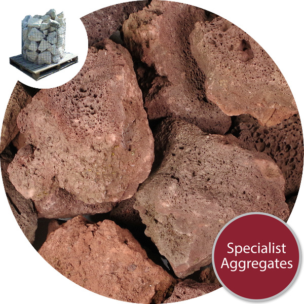 Buy Volcanic Lava - Red Cobbles | Specialist Aggregates Ltd